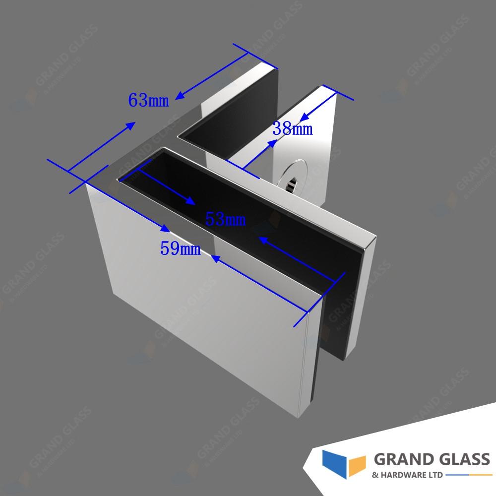 Corner Glass Clamp; Satin